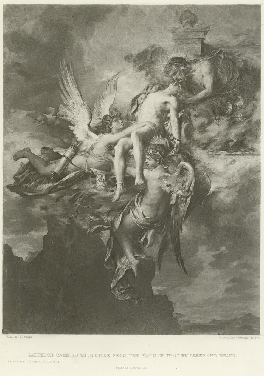 Sarpedón llevado a Júpiter desde la llanura de Troya por el Sueño y la Muerte